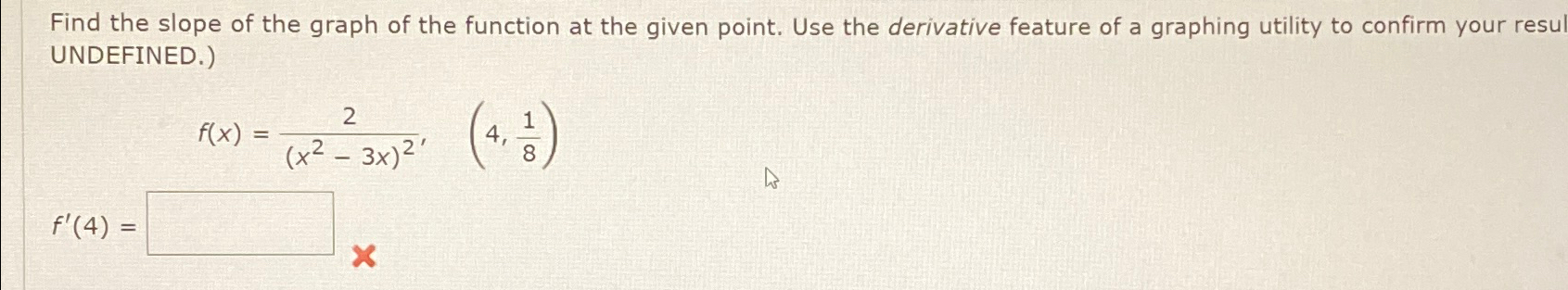 Solved Find the slope of the graph of the function at the | Chegg.com