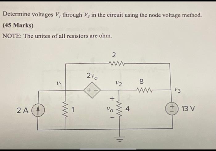 Solved Determine voltages Vl through V3 in the circuit using | Chegg.com