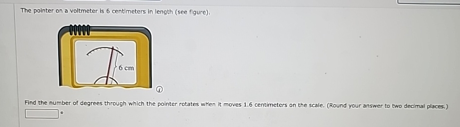 Solved The pointer on a voltmeter is 6 ﻿centimeters in | Chegg.com
