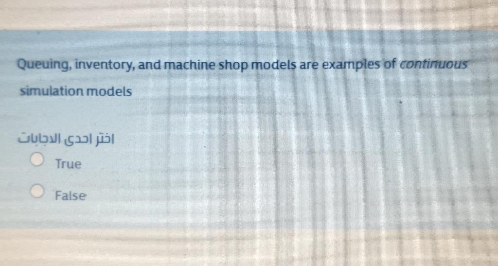 Solved Queuing, inventory, and machine shop models are | Chegg.com