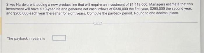 Solved Sikes Hardware is adding a new product line that will | Chegg.com