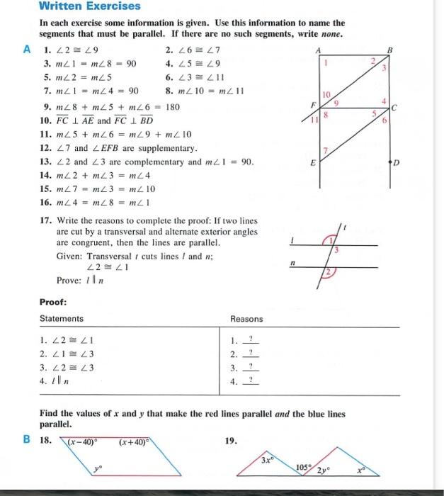 Solved In each exercise some information is given. Use this | Chegg.com