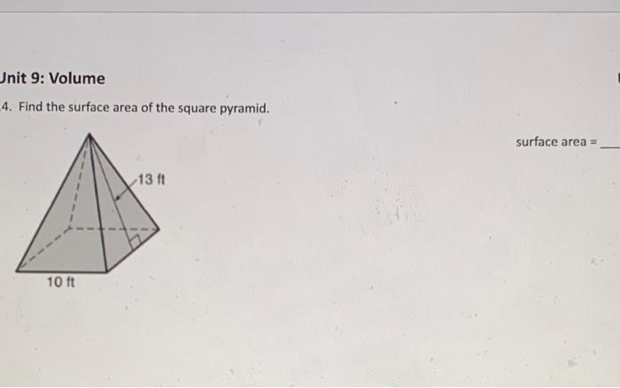 Solved Unit 9: Volume -4. Find the surface area of the | Chegg.com