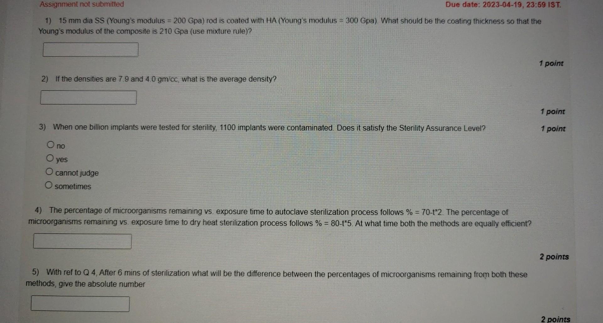 Solved 1) 15 mm dia SS (Young's modulus = 200 Gpa) rod is | Chegg.com