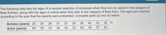 Solved The following data lists the ages of a random | Chegg.com