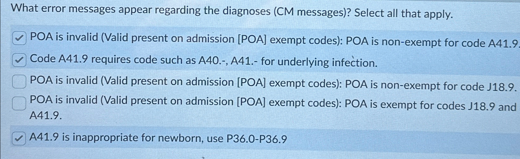Solved What error messages appear regarding the diagnoses | Chegg.com