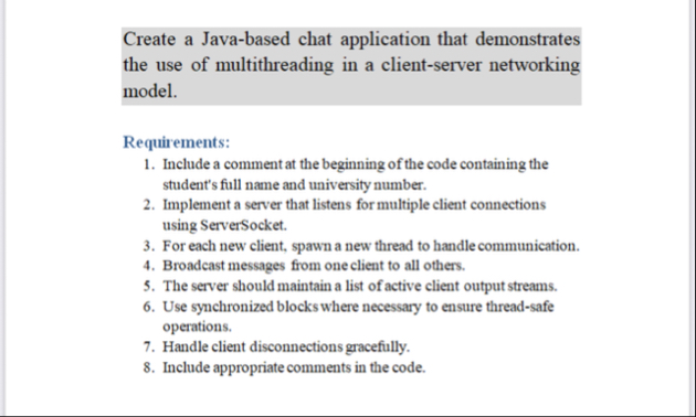 Solved Create a Java-based chat application that | Chegg.com