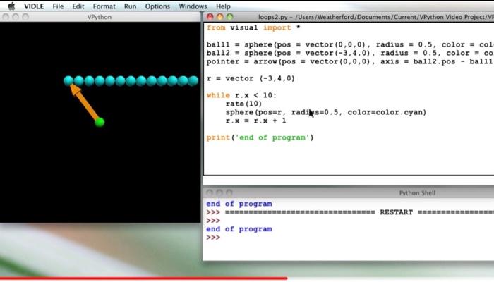 Solved I have a question about a vPython physics loops and | Chegg.com