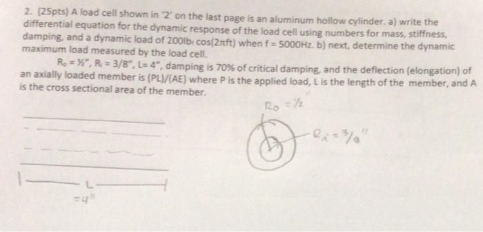 Solved 2. 25pts) A load cell shown in 2 on the last page is | Chegg.com
