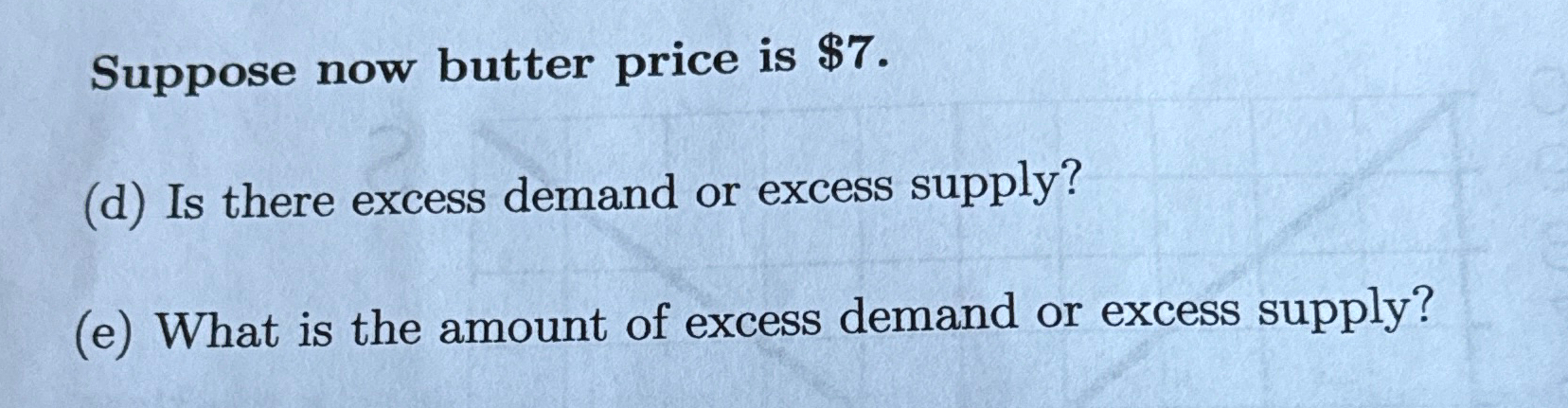 Solved Suppose now butter price is $7.(d) ﻿Is there excess | Chegg.com