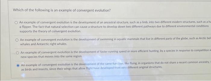 Solved Which of the following is an example of convergent | Chegg.com