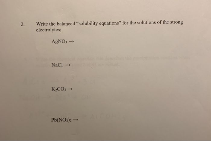Solved Write the balanced "solubility equations” for the | Chegg.com