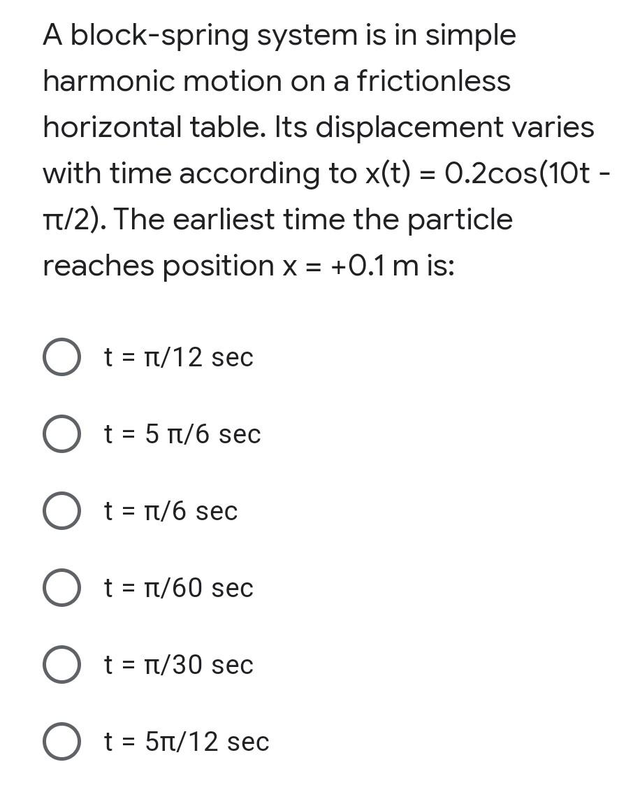 Solved A block-spring system is in simple harmonic motion on | Chegg.com