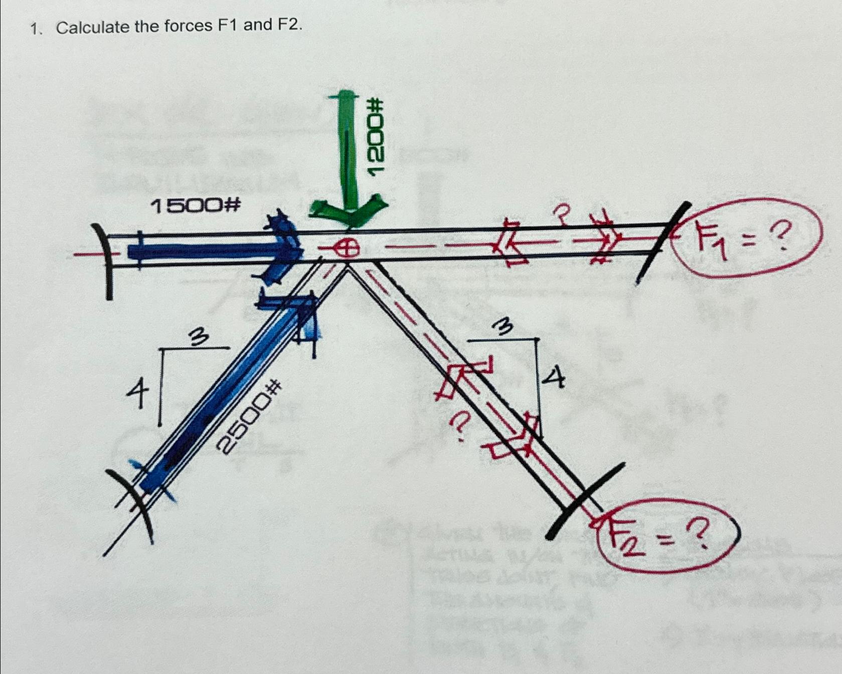 Solved Calculate the forces F1 ﻿and F2 | Chegg.com