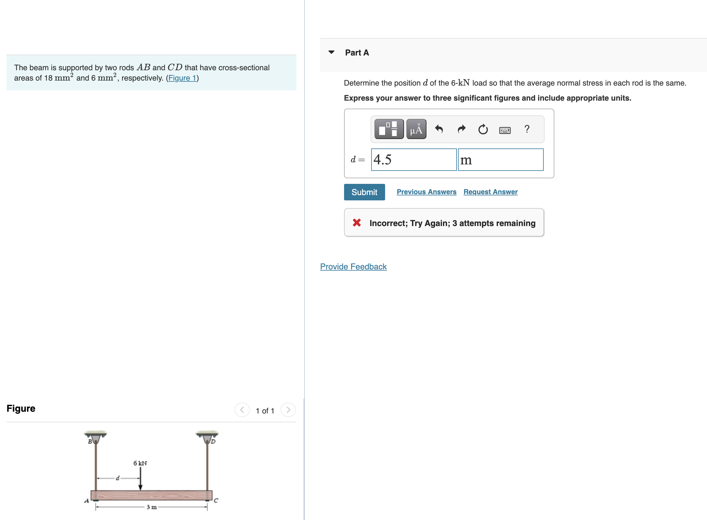 Solved The beam is supported by two rods AB ﻿and CD ﻿that | Chegg.com