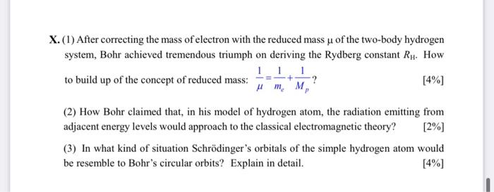 Solved X. (1) After correcting the mass of electron with the | Chegg.com