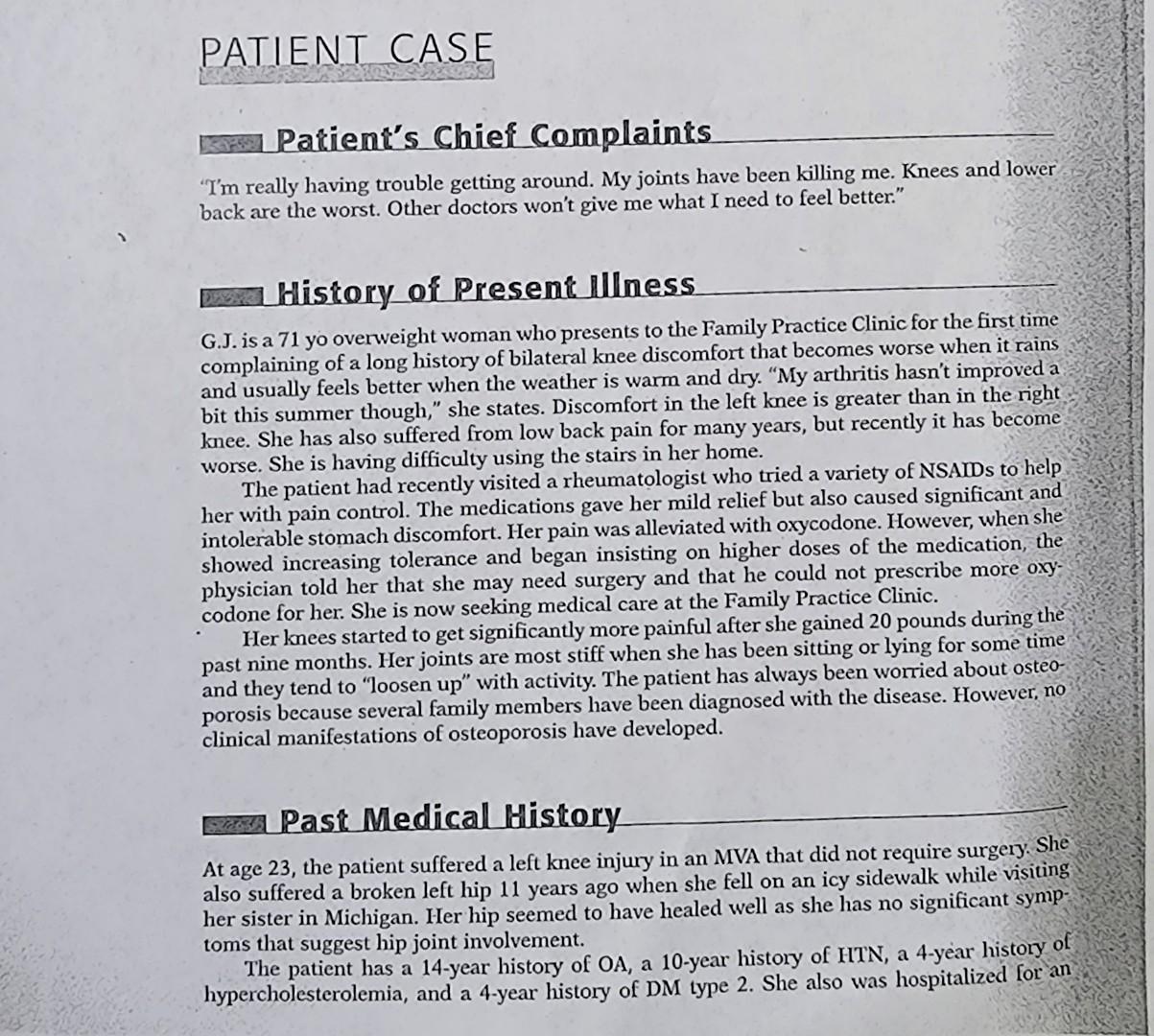 Patient's Chief Complaints "I'm really having trouble | Chegg.com