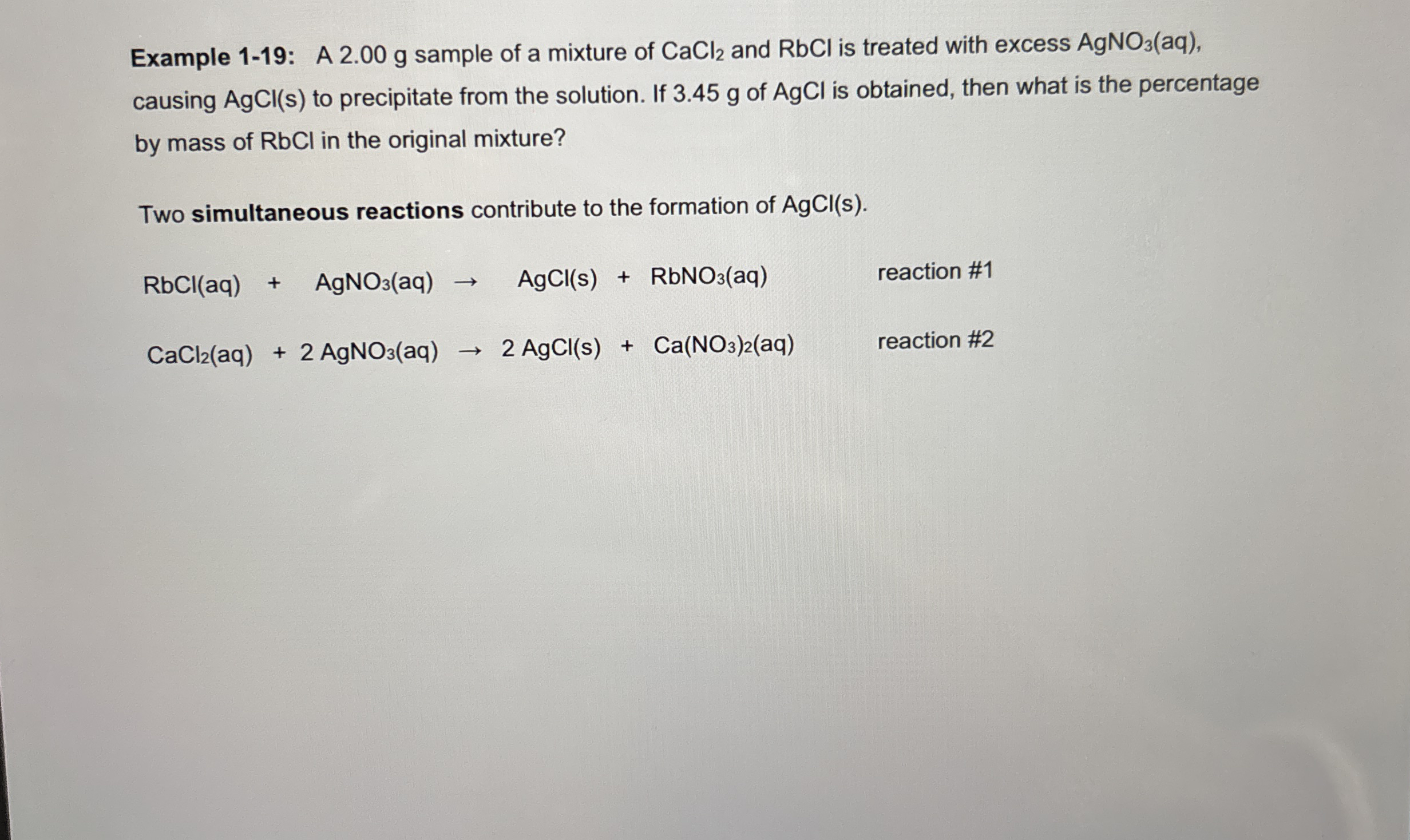 Solved Example 1-19: A 2.00 ﻿g sample of a mixture of CaCl2 | Chegg.com