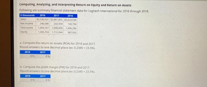 Solved Computing, Analyzing, and Interpreting Return on | Chegg.com