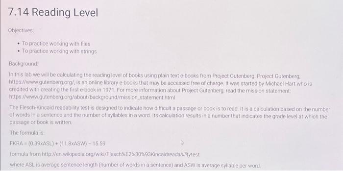 Objectives, - To practice working with files - To | Chegg.com