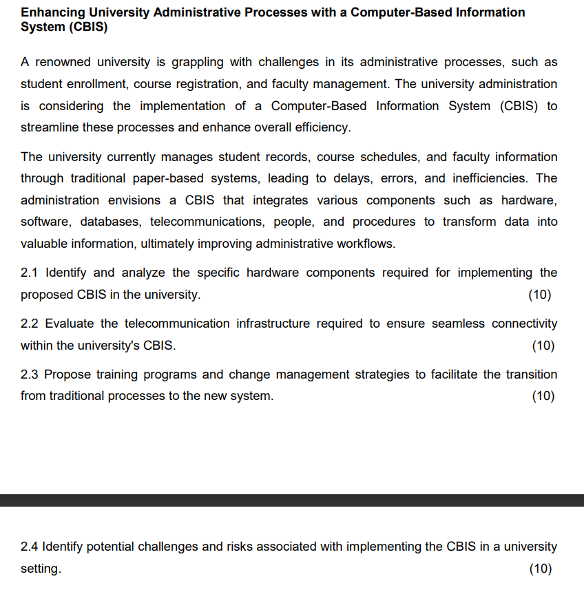 Solved Enhancing University Administrative Processes with a | Chegg.com