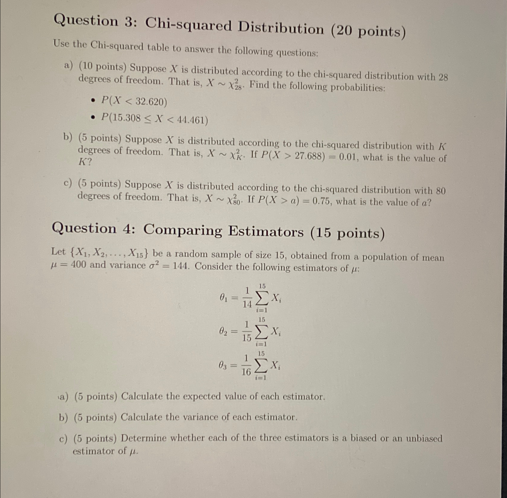 Question 3: Chi-squared Distribution (20 ﻿points)Use | Chegg.com