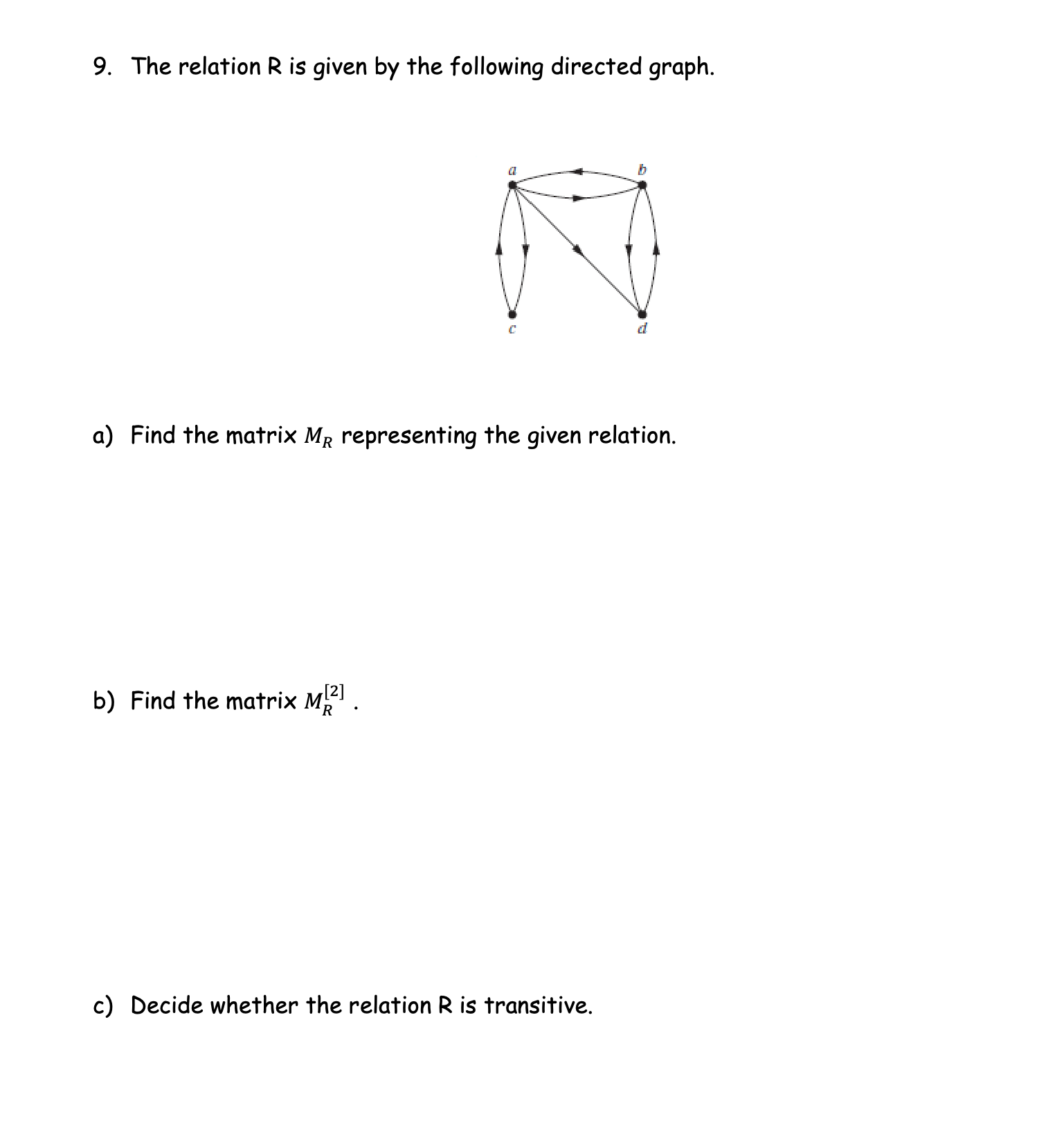 Solved The relation R ﻿is given by the following directed | Chegg.com