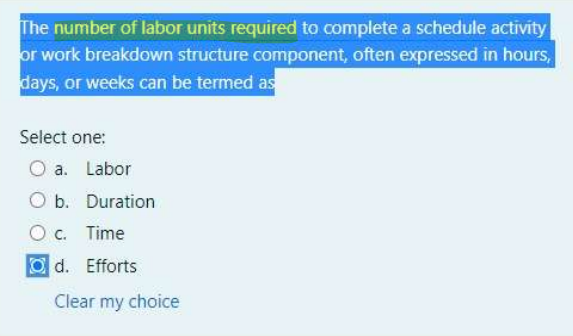 Solved The number of labor units required to complete a | Chegg.com