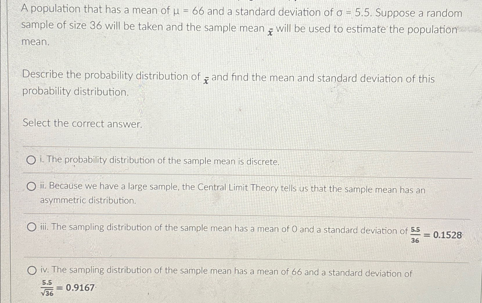 Solved A population that has a mean of μ=66 ﻿and a standard | Chegg.com