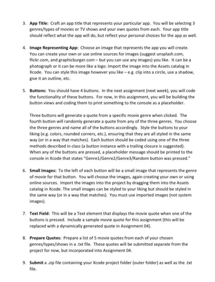 Solved Assignment 05: Interface for Movie Quote Generator | Chegg.com