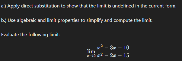 Solved a.) ﻿Apply direct substitution to show that the limit | Chegg.com