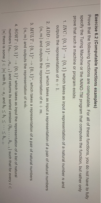 Exercise 6.2 (Computable functions examples) Prove | Chegg.com