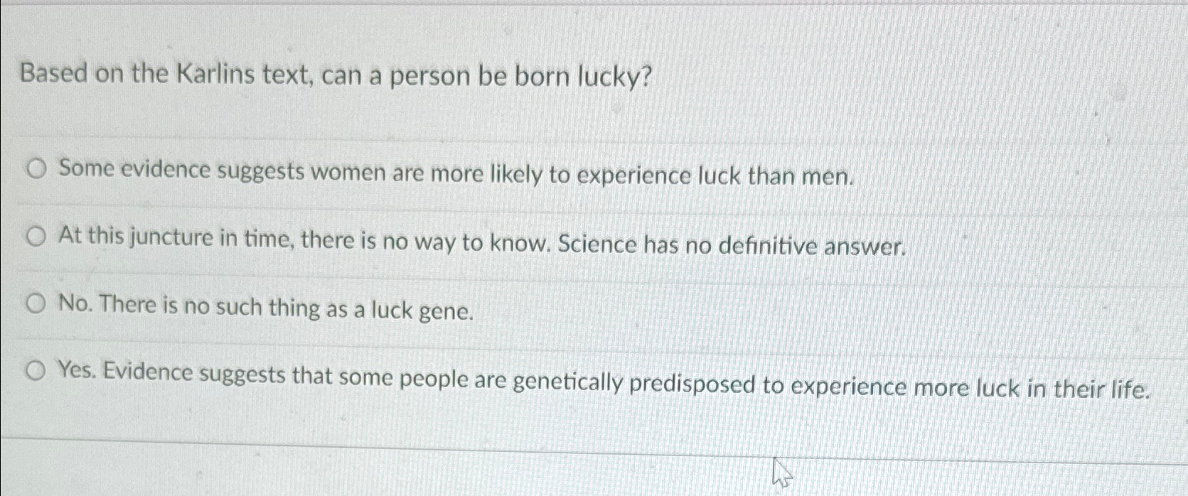 Solved Based on the Karlins text, can a person be born | Chegg.com