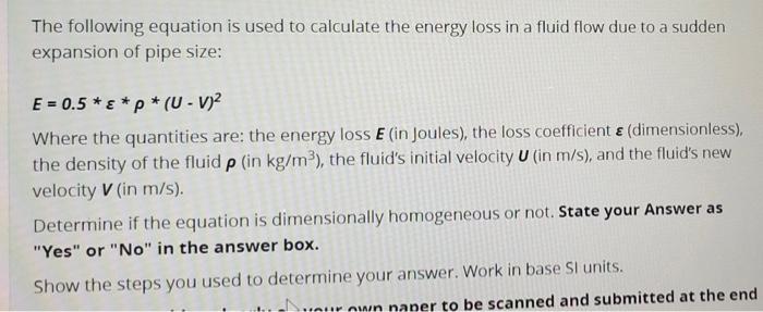 Solved а The following equation is used to calculate the | Chegg.com