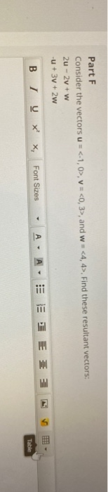 Solved 15 OT 20 Vectors in a Plane: Tutorial Part A Vector u | Chegg.com