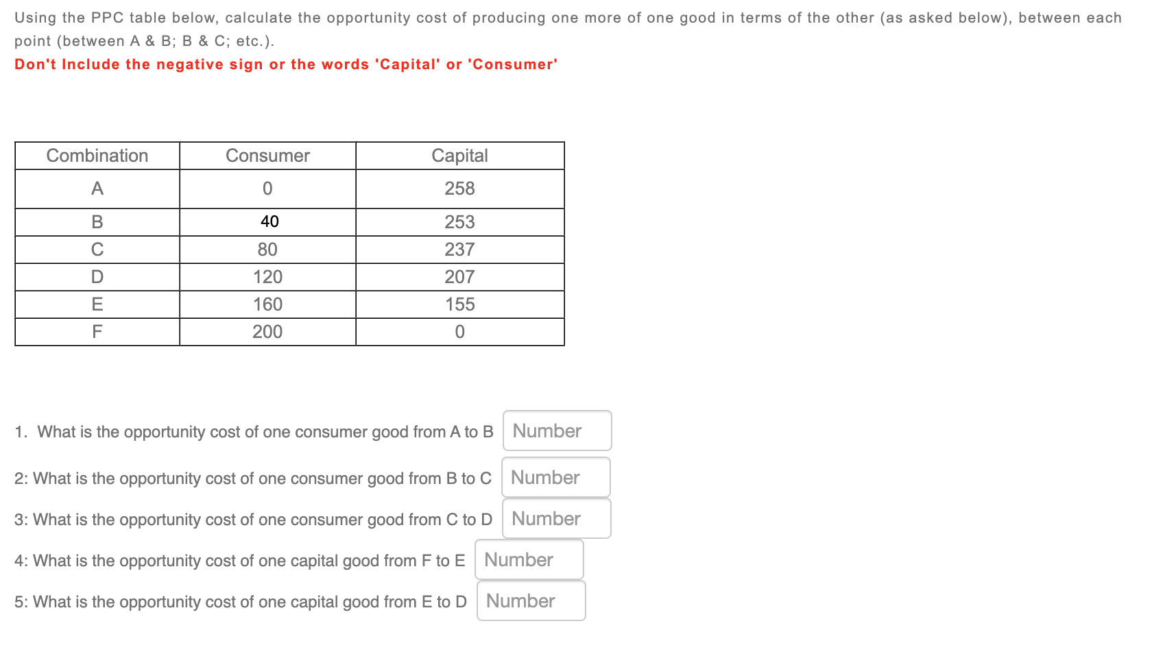 Solved Using the PPC table below, calculate the opportunity | Chegg.com
