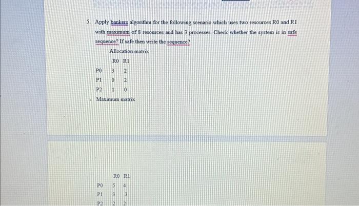 Solved 1. Consider a system with five processes: | Chegg.com