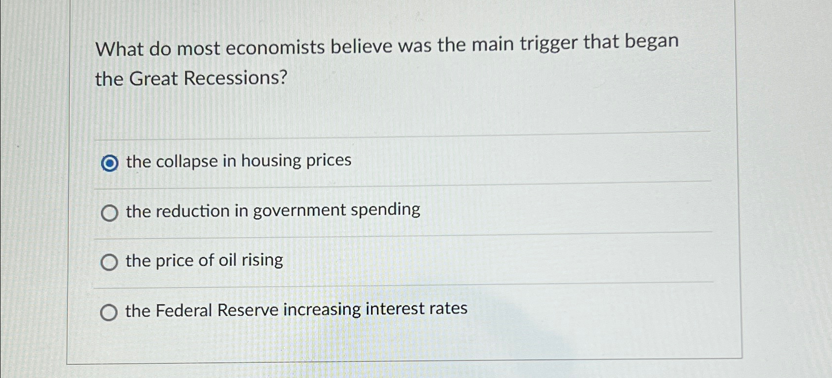 Solved What do most economists believe was the main trigger | Chegg.com
