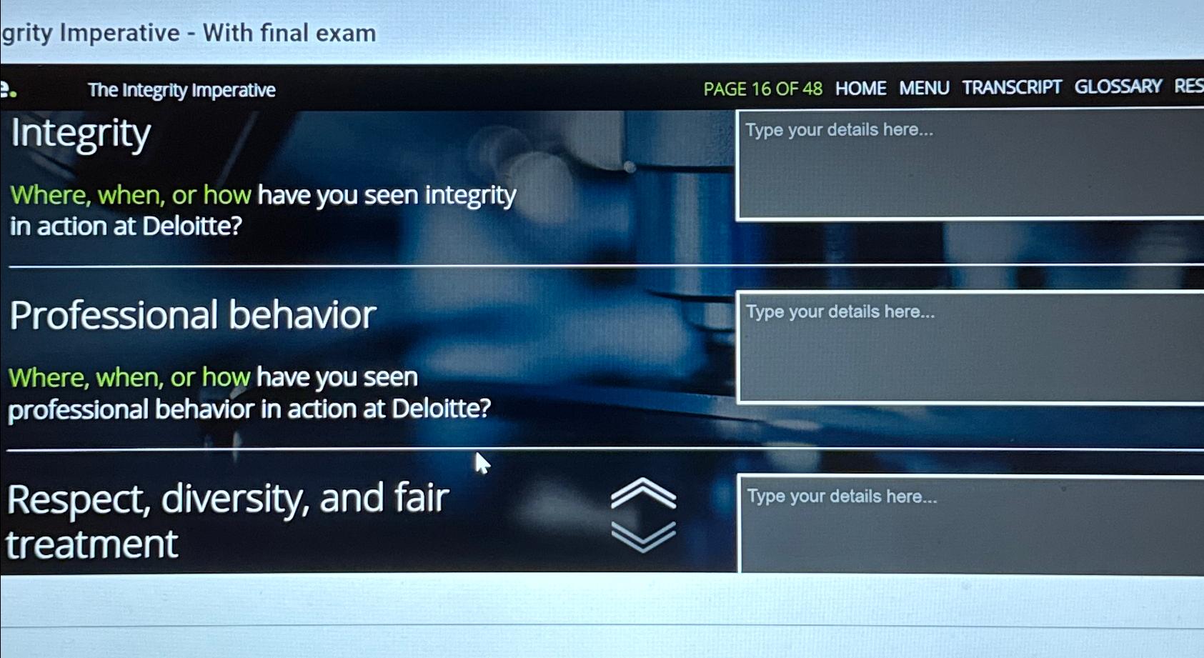Solved grity Imperative - ﻿With final examThe Integrity | Chegg.com
