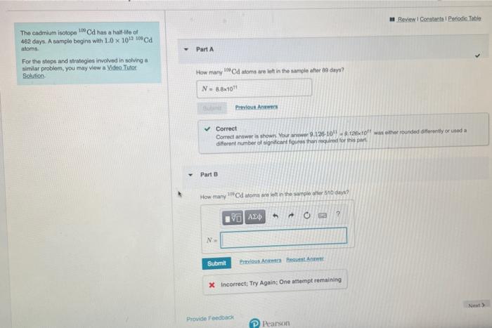 Solved Review Constants i Porodic Table Part A The cadmium | Chegg.com
