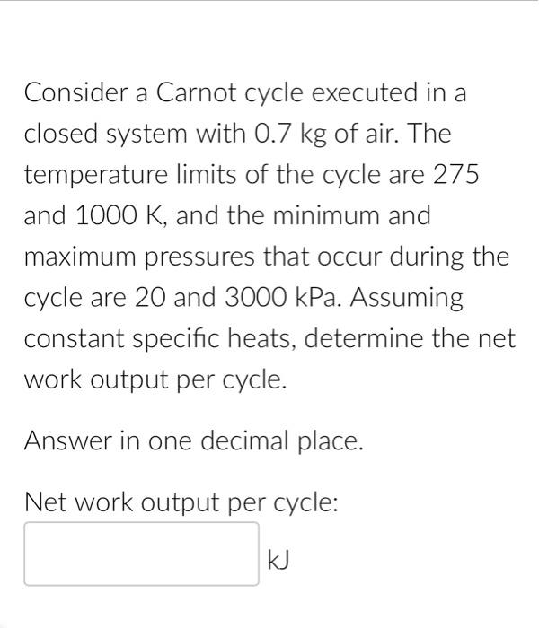 Solved Consider a Carnot cycle executed in a closed system | Chegg.com