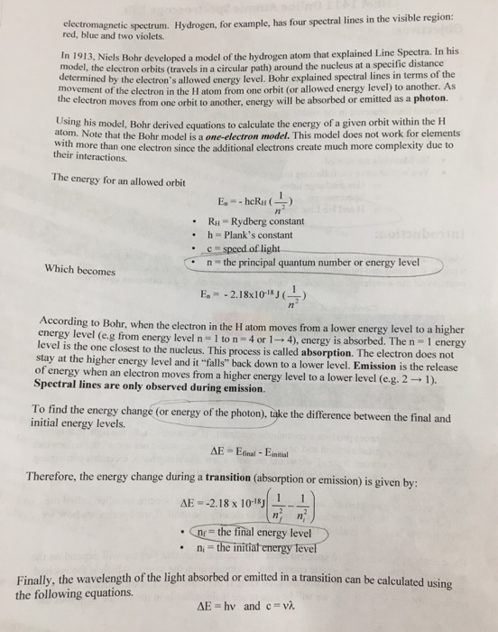 Solved: Answer The Spectroscopy Lab Report Sheet And. In T... | Chegg.com