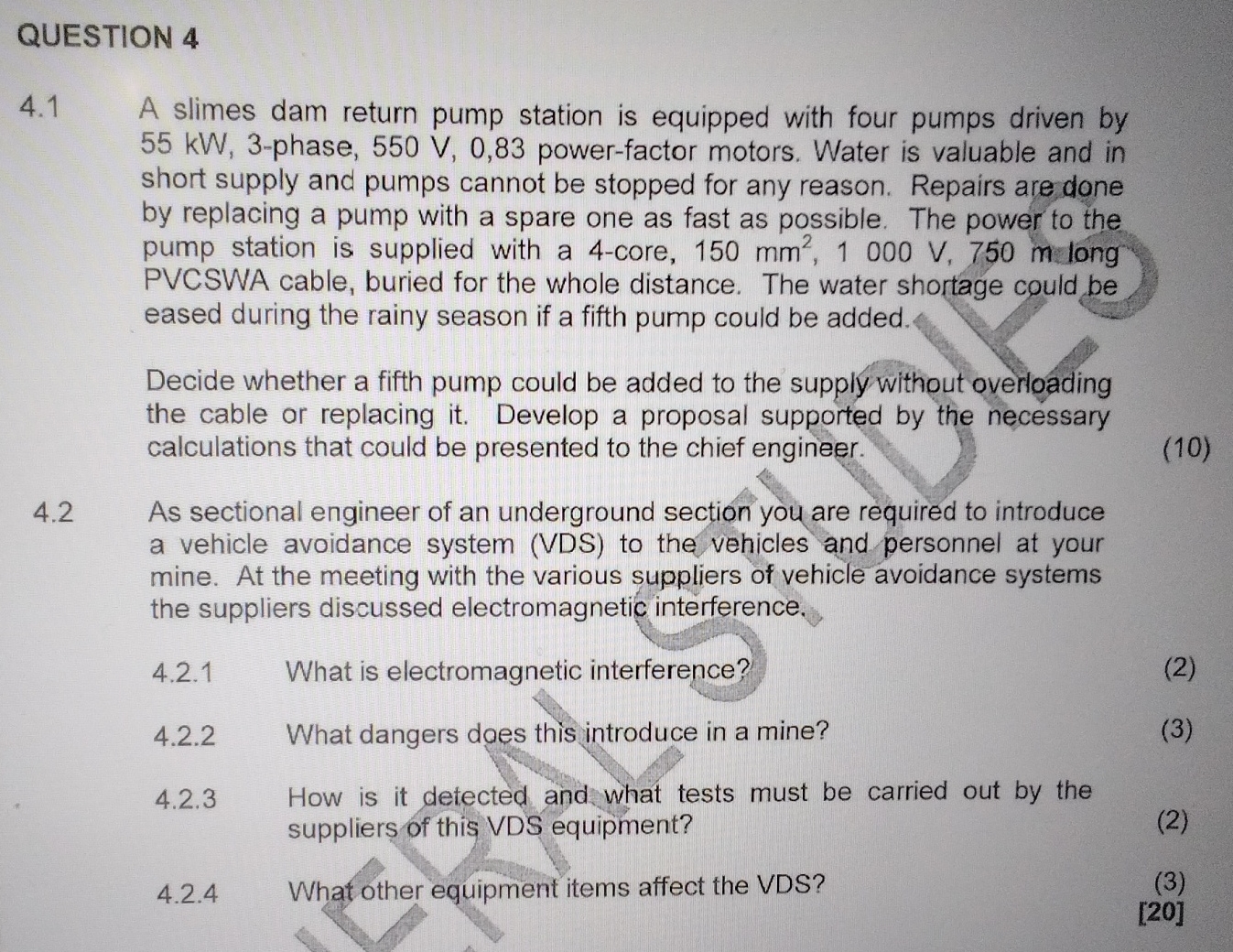 Solved QUESTION 44.1 ﻿A slimes dam return pump station is | Chegg.com