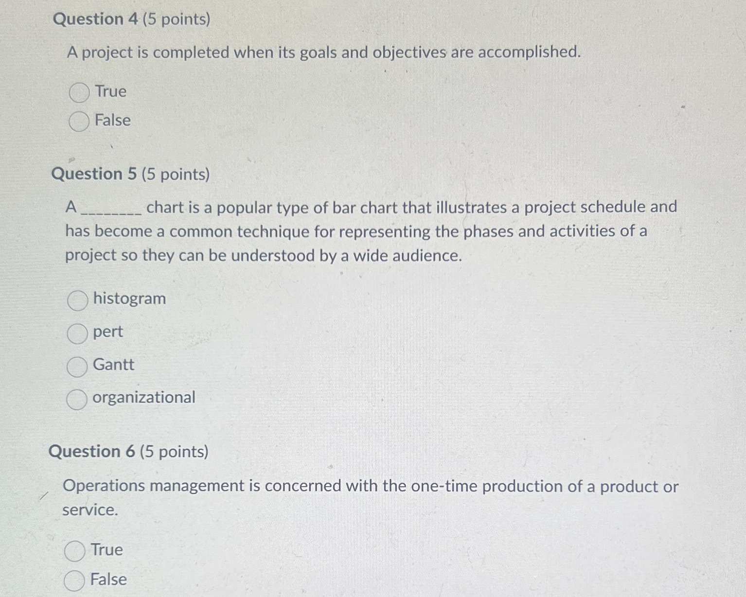 Solved Question 4 (5 ﻿points)A project is completed when its | Chegg.com