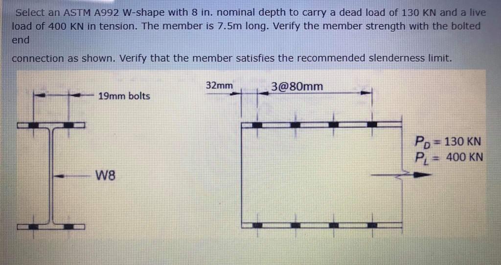 Solved Select an ASTM A992 W-shape with 8 in. nominal depth | Chegg.com