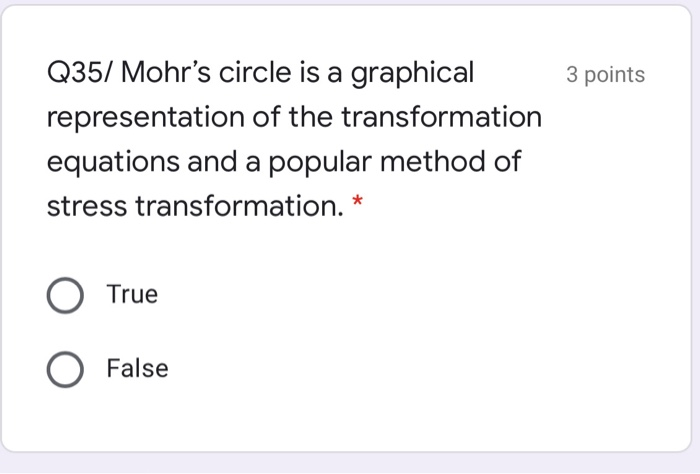 Solved 3 points Q35/ Mohr's circle is a graphical | Chegg.com