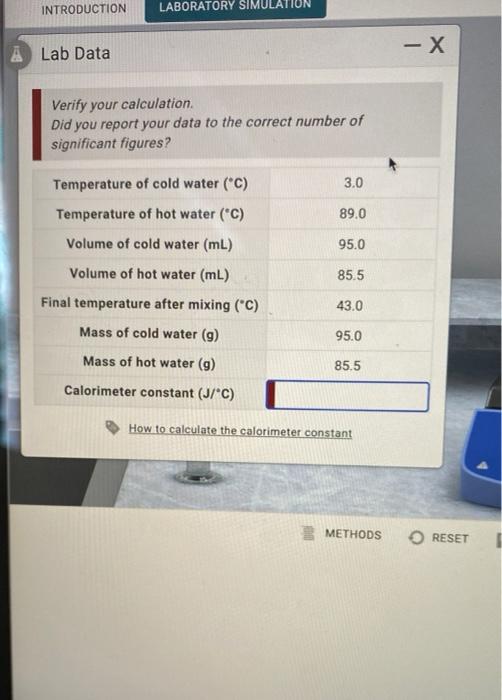 Solved INTRODUCTION LABORATORY SIMUL A Lab Data -X Verify | Chegg.com