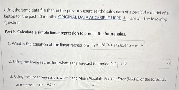 Solved Part b. Calculate a simple linear regression to | Chegg.com