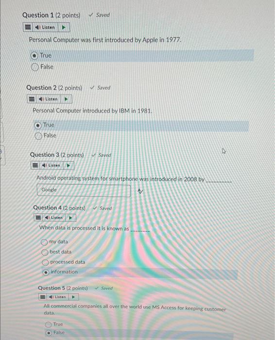 Solved Personal Computer was first introduced by Apple in | Chegg.com
