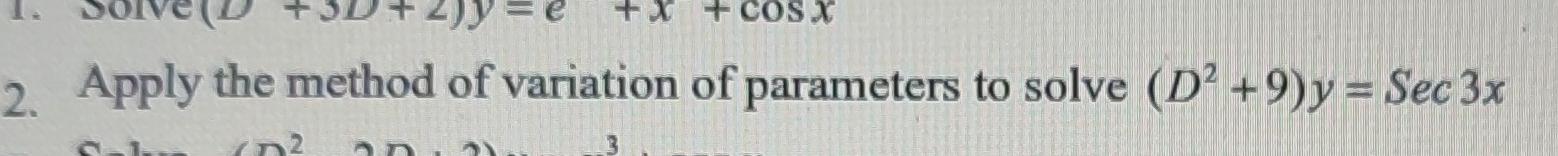Solved COS X 2. Apply the method of variation of parameters | Chegg.com